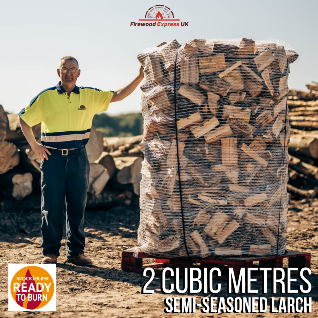Semi-Seasoned Larch Giant Net | Firewood Express UK - Best Value Logs
